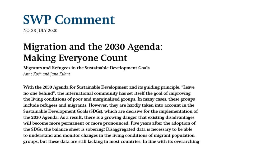 Migration and the 2030 Agenda: Making Everyone Count - SWP