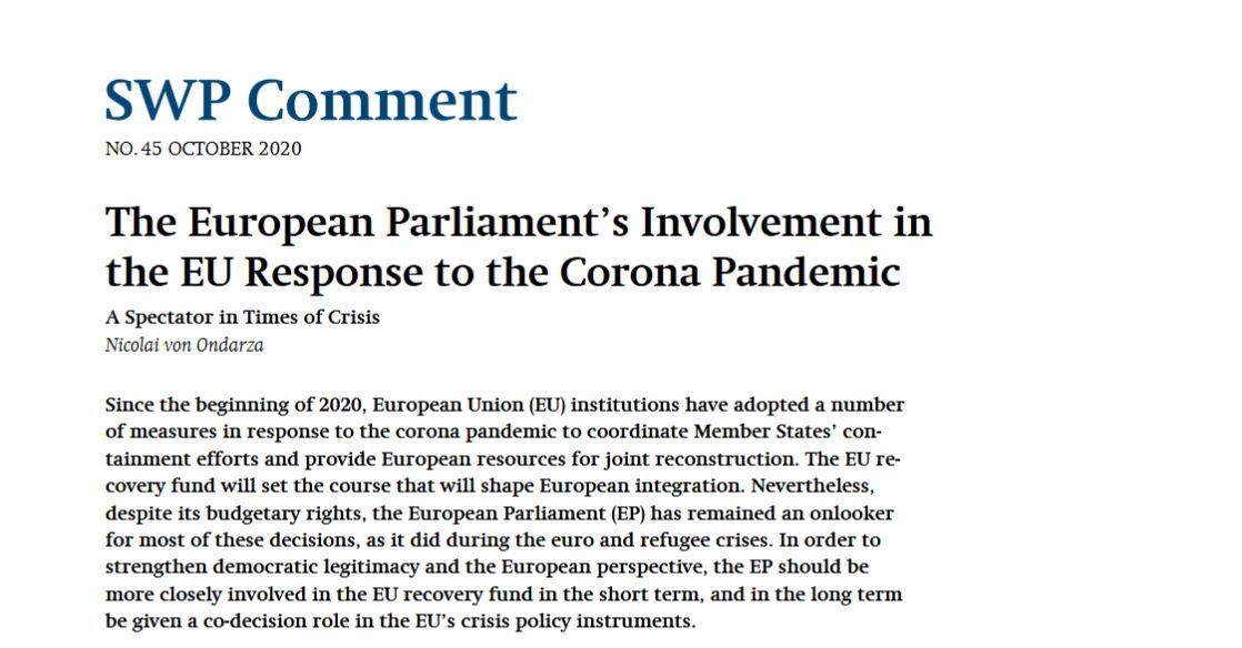 The European Parliament’s Involvement in the EU Response to the Corona ...