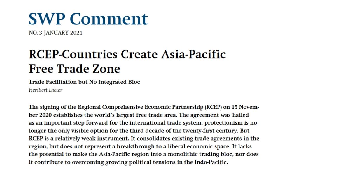 RCEP-Countries Create Asia-Pacific Free Trade Zone - SWP